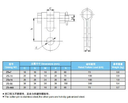 Power Transmission Clevis Hinge Galvanized Steel Materials Stable Structure